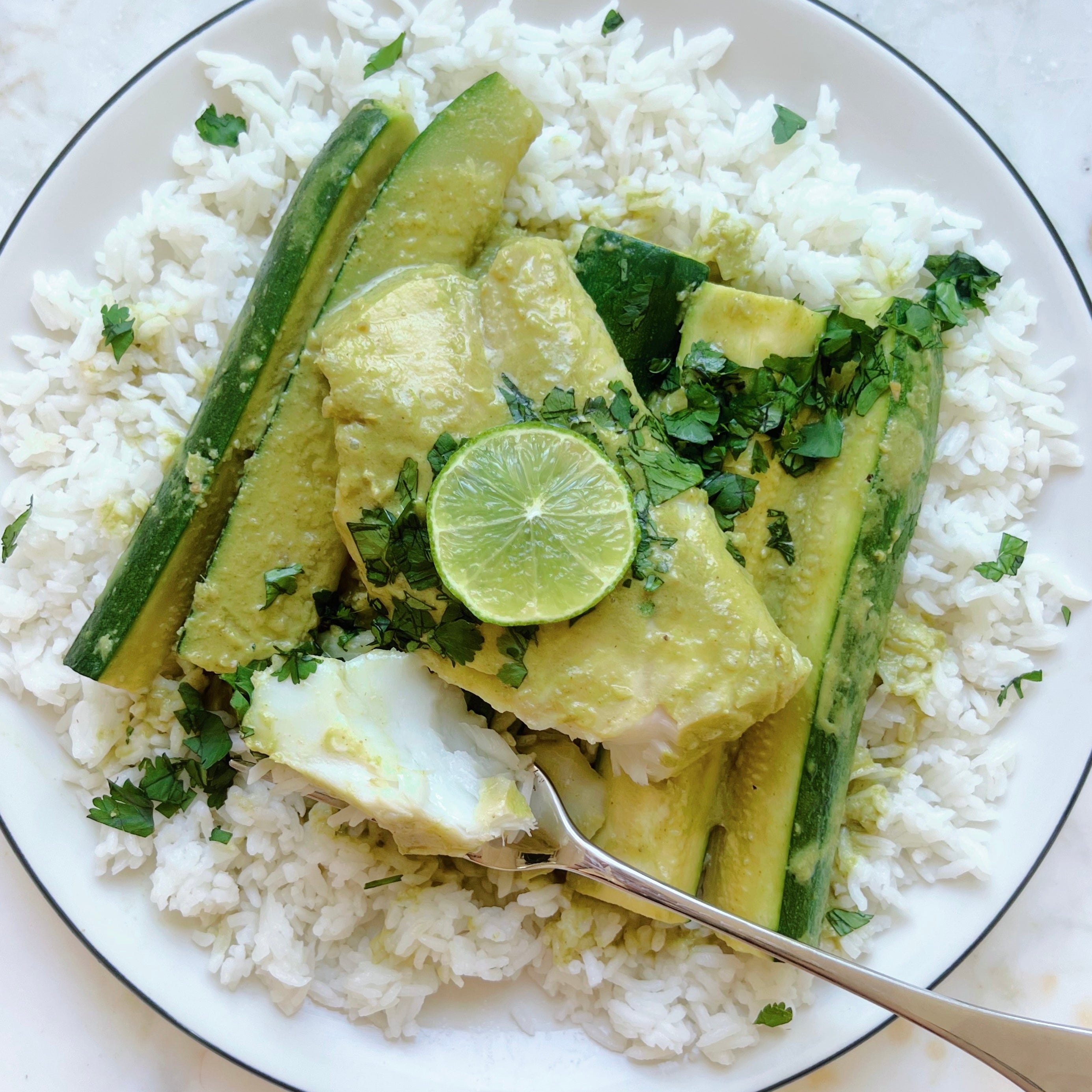 Poached Cod with Green Thai Curry and Jasmine Rice – Premier Catch