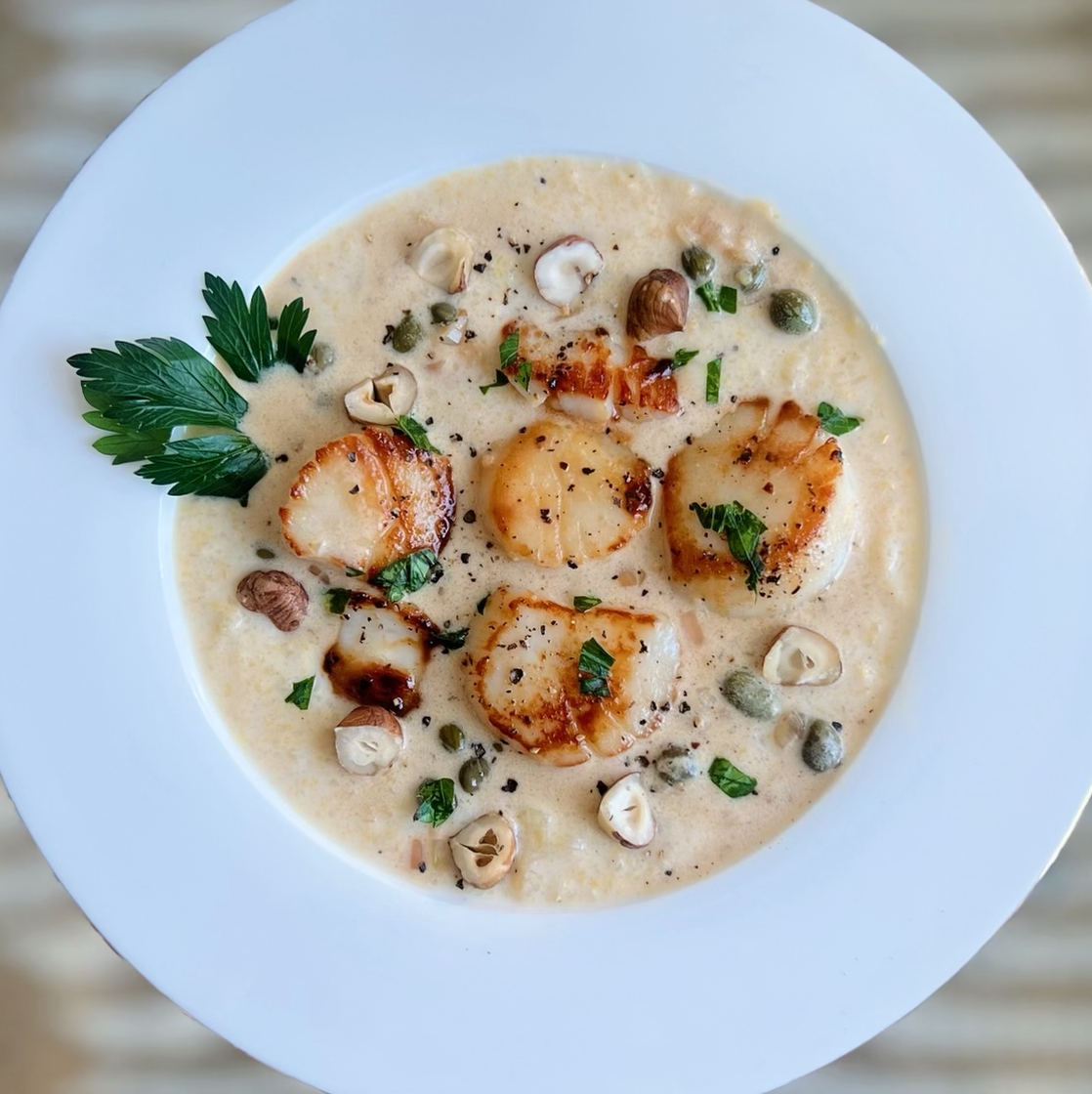 Seared Scallops over Creamy Polenta – Premier Catch