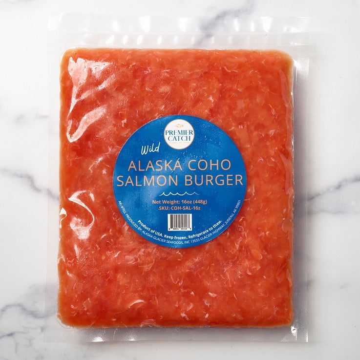 Wild Alaskan Coho Salmon, Ground Burger Meat, Raw, Ready to Cook ...